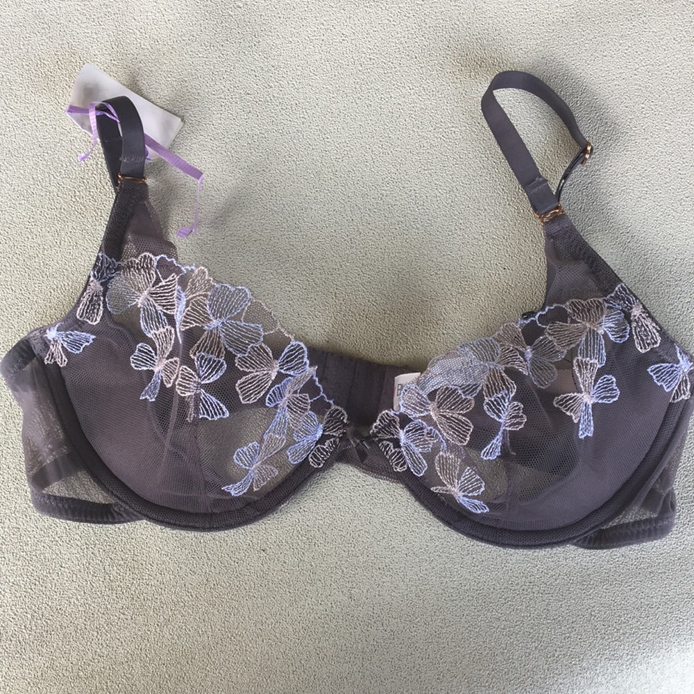 Scarlett Blue 32b Dark Grey Butterfly Bra Z60 - Gem